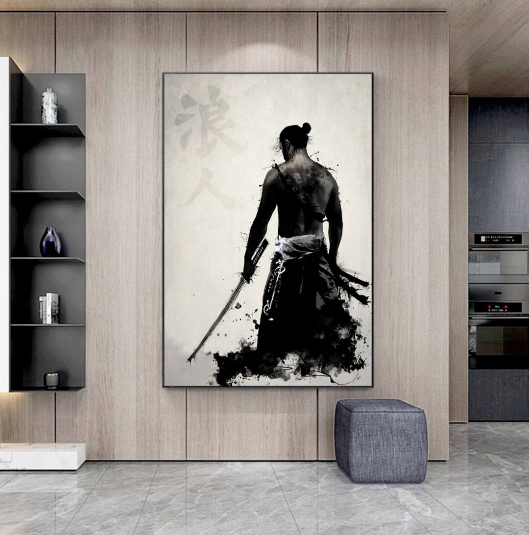 98 2 Samurai Warrior Print on Canvas, Japanese Art, Japanese Decor ...