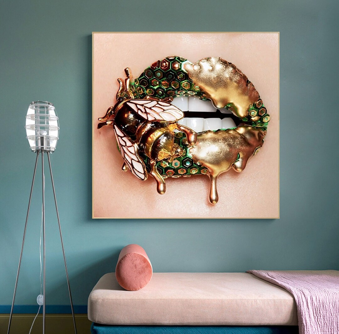 222 8 Makeup Prints, Green Lips Print, Make up Digital Poster, Lips ...