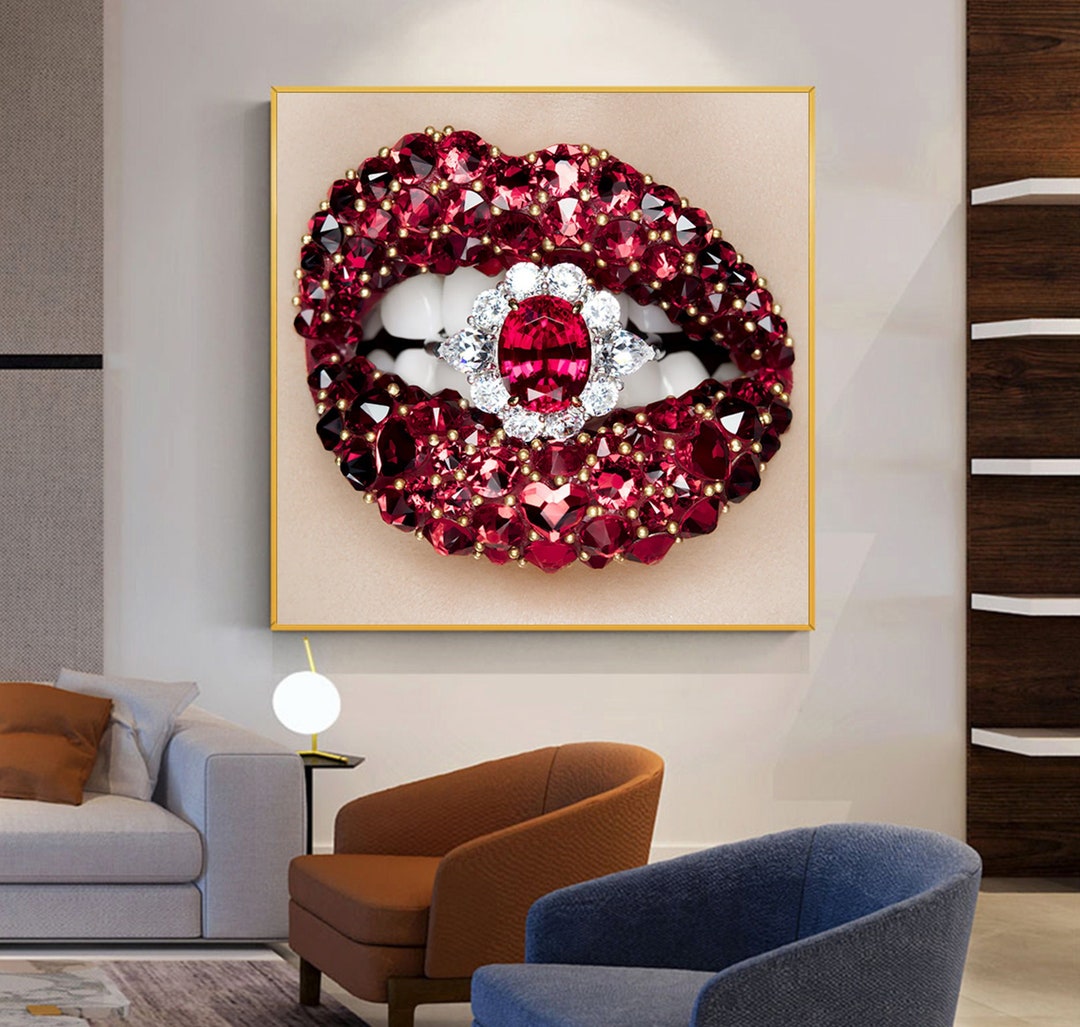 2223 Makeup Prints, Diamond Lips Print, Make up Digital Poster, Lips ...