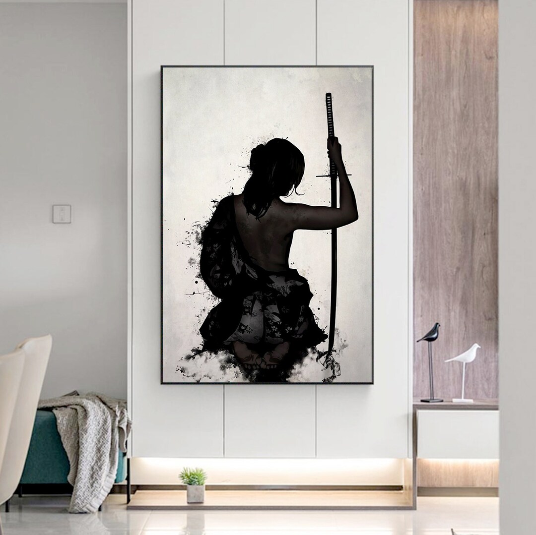 98# 5 Samurai Warrior Print on Canvas, Japanese Art, Japanese Decor ...