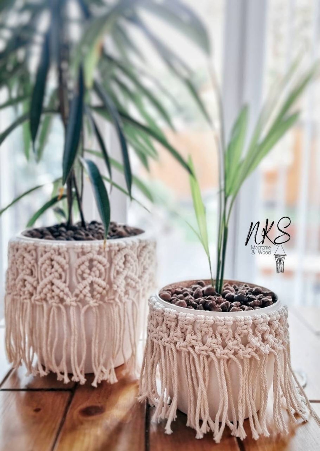 Cover Plant Pot Macrame Flower Bohemian Handmade Universal Cotton ...
