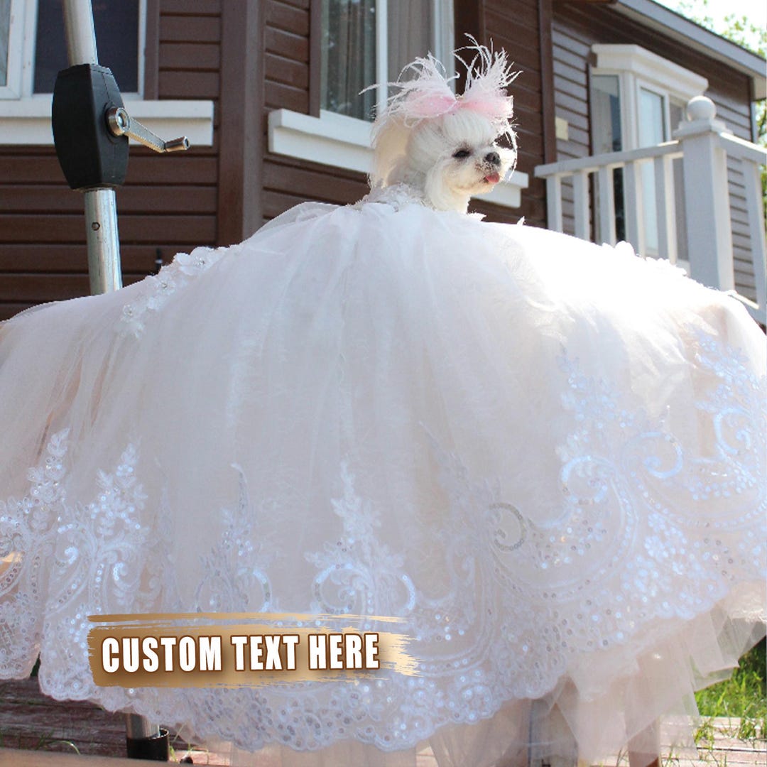 Dog Wedding Long Trailing Gown, Customizable Dog Wedding Dress ...