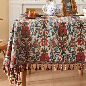 Boho Tassel Tablecloth,square Tablecloth,rectangular Tablecloth,villa ...