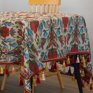 Boho Tassel Tablecloth,square Tablecloth,rectangular Tablecloth,villa ...