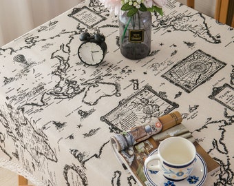 Map of the World Duck Egg Oilcloth Tablecloth Cotton Cloth - Etsy