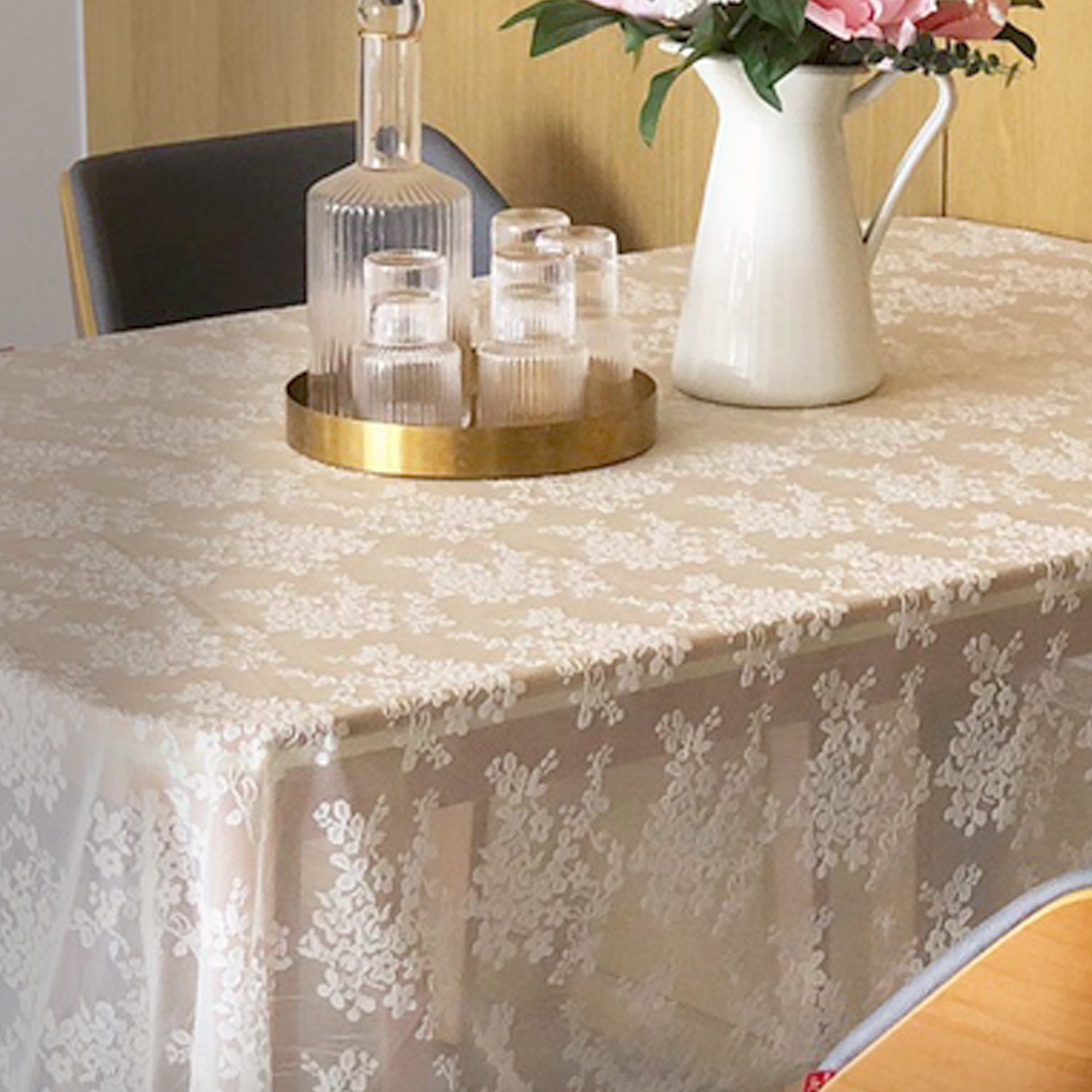 Pink/white/yellow Lace Tableclothdeco Unique Pastel - Etsy