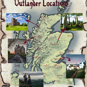Color Map of Outlander Locations| Hand Drawn Map Digital Printing | A ...