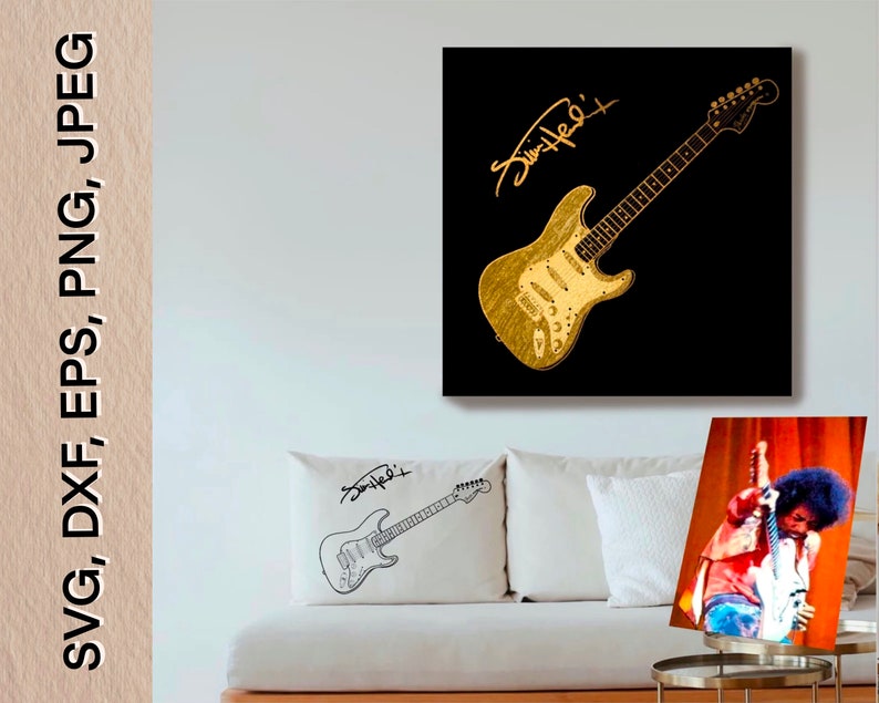 Jimi Hendrix White Guitar Fender Stratocaster Svg PNG Dxf - Etsy