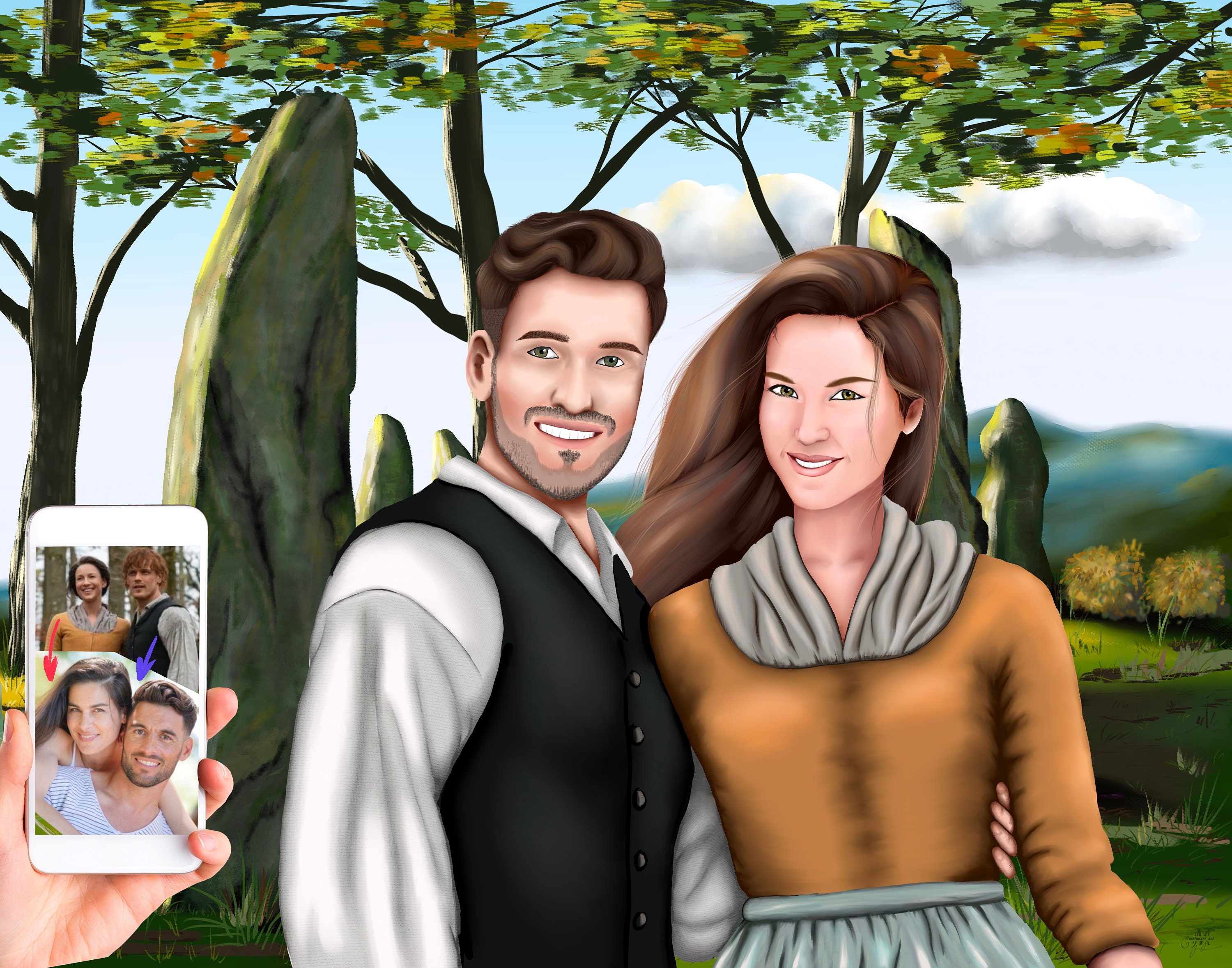 Outlander portrait to Order Drawing Based on the Popular TV | Etsy