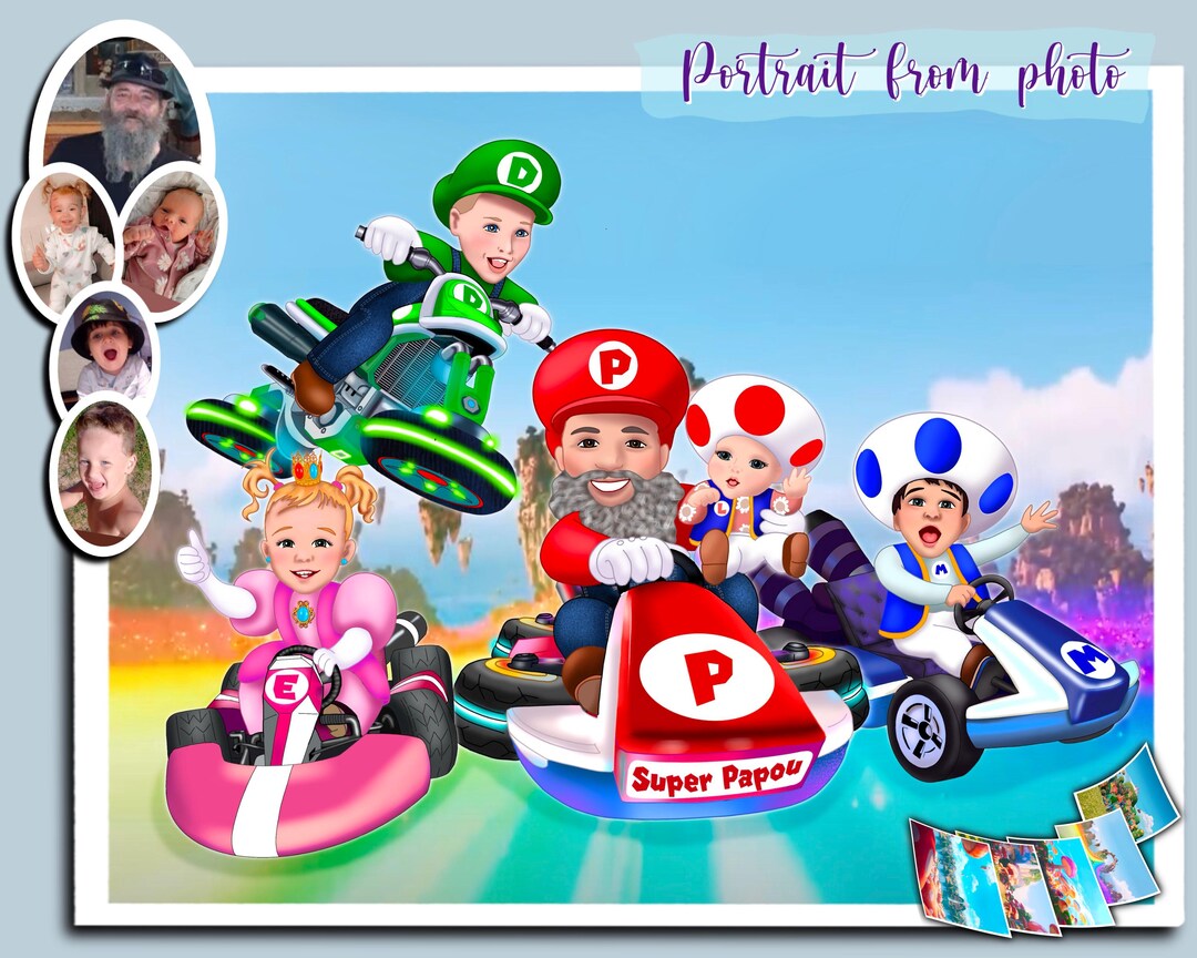 Custom Super Mario Bros. Cartoon Portrait From Photo - Etsy