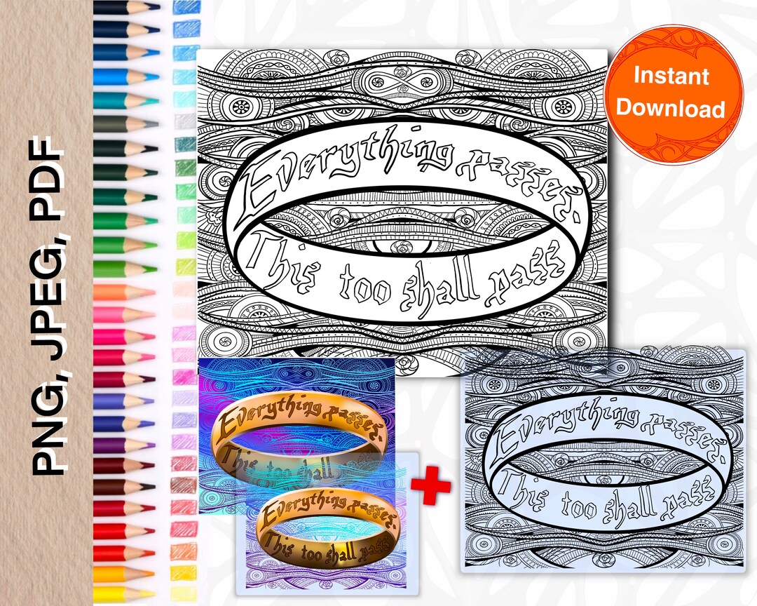 King Solomon Ring Coloring Page: Everything Passes (PDF, PNG, JPEG) - Etsy