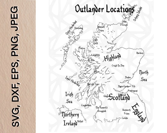 Outlander Locations Map Svg Dxf EPSPNG Jpeg Digital - Etsy India