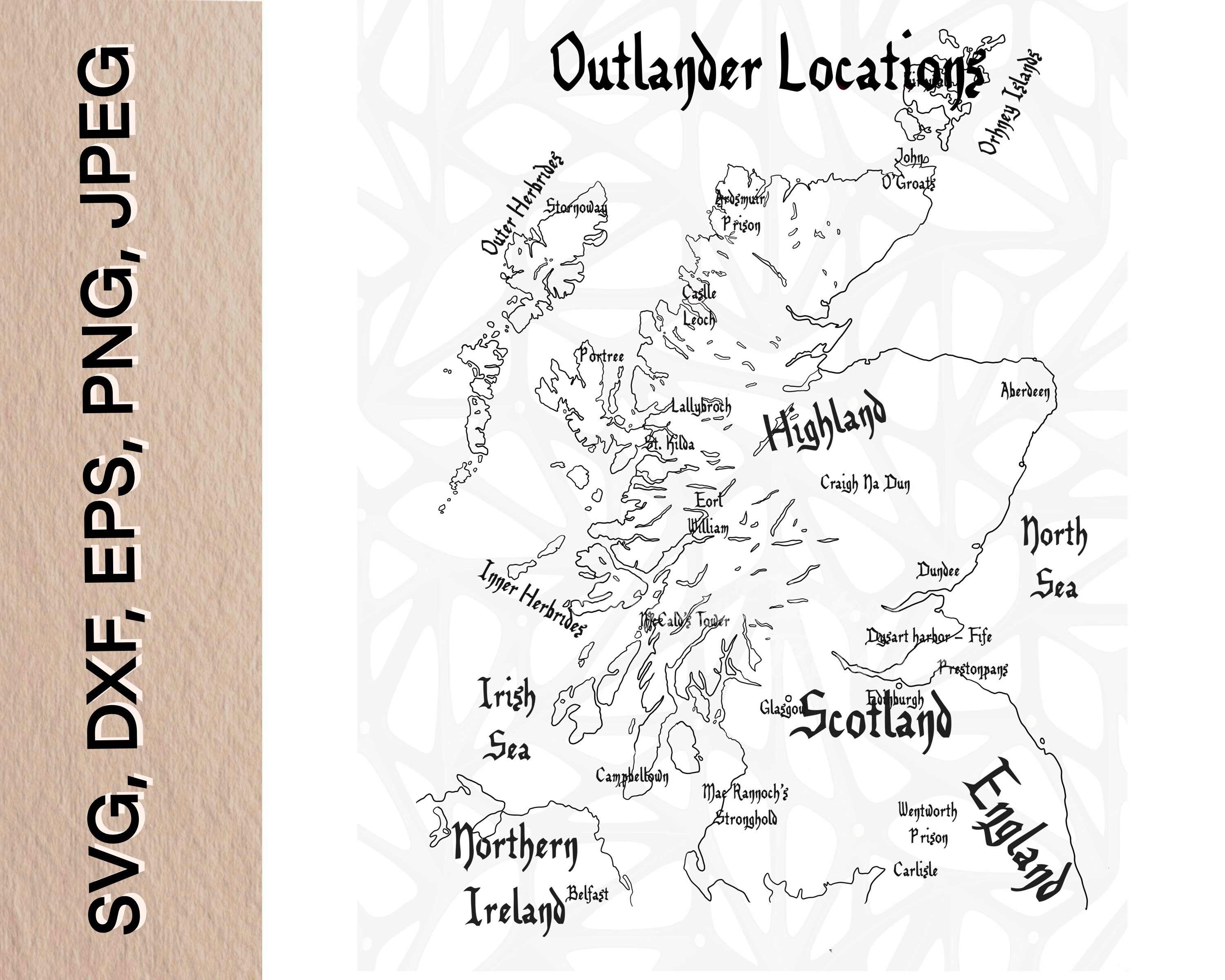 Outlander Locations Map Svg Dxf EPSPNG Jpeg Digital - Etsy Canada