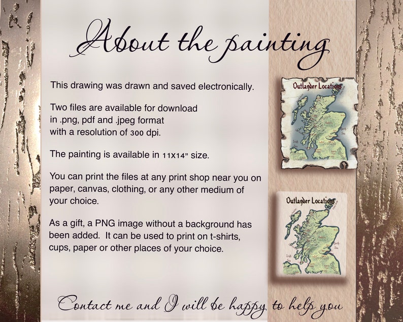 Color Map of Outlander Locations Hand Drawn Map Digital | Etsy