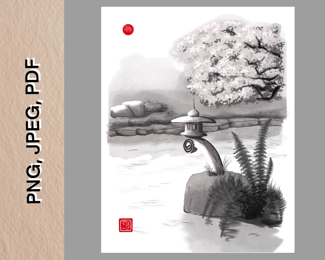 Japanese Toro japanese Landscape Large Stone Lantern Digital Files Png ...