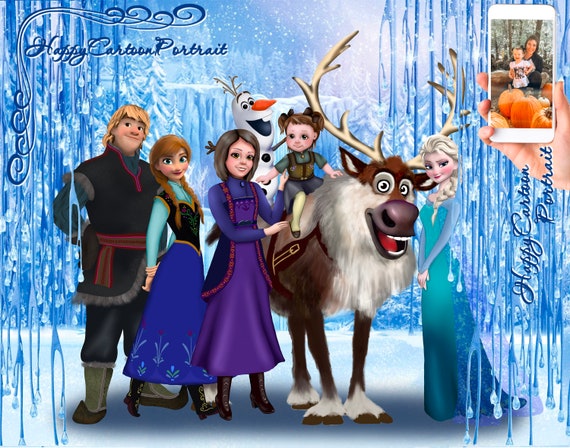 Frozen Styleindividual Cartoon Portrait to Orderbeautiful | Etsy