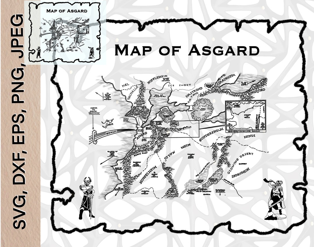 Asgard Map PNG, Pdf,jpeg, Svg, Eps, Dxf Digital Files| Hand Drawn Map ...