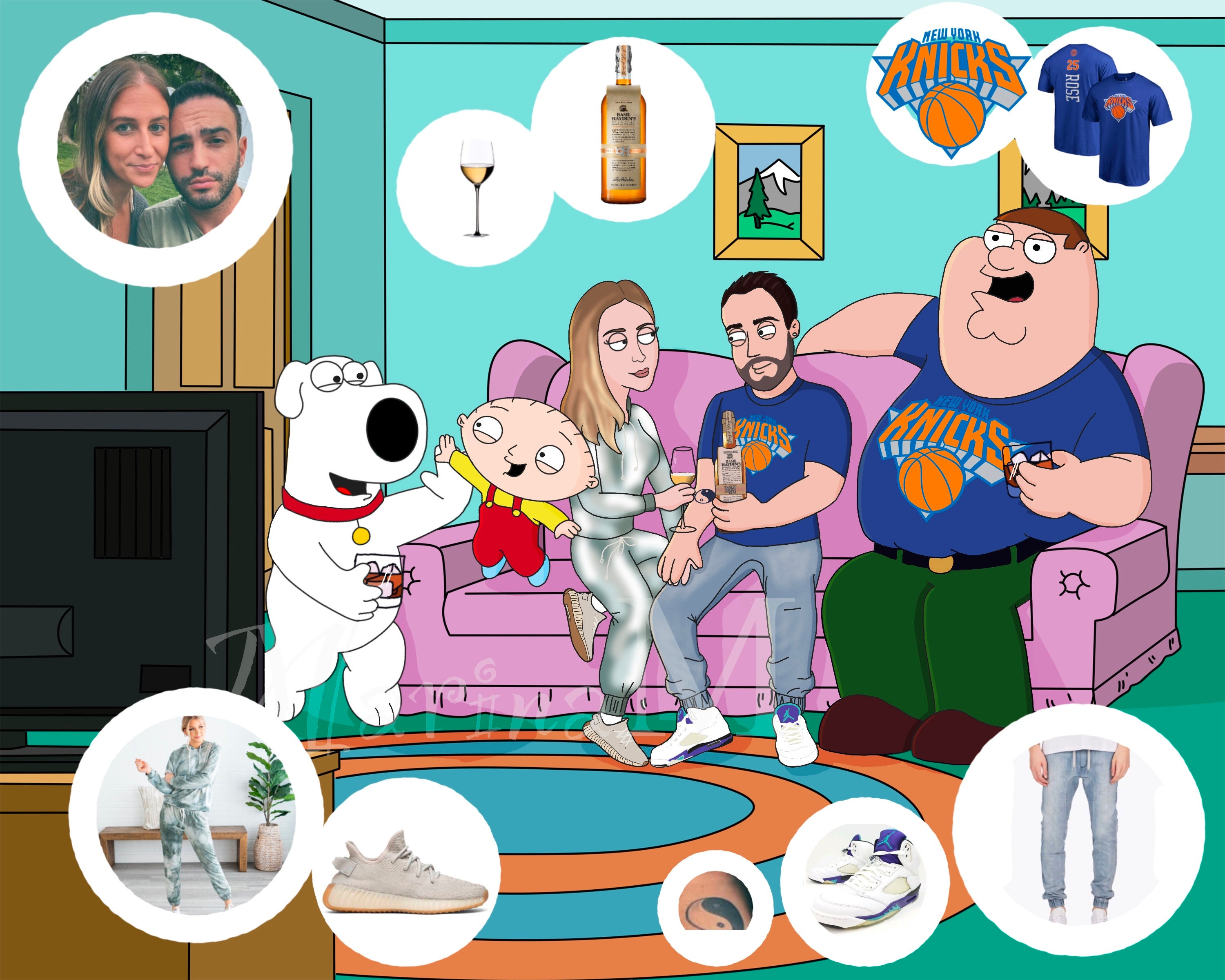 Famous Cartoon Custom Family Guy Portraits Guy Valentine - Etsy UK