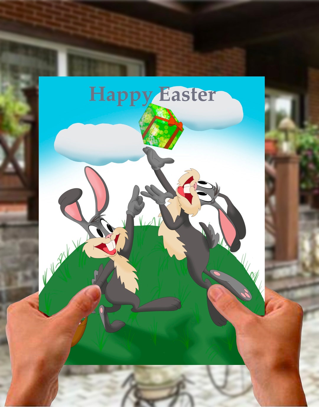 Printable Cartoon Gift Card| Easter Funny Rabbit| Easter Gift Card (02 ...