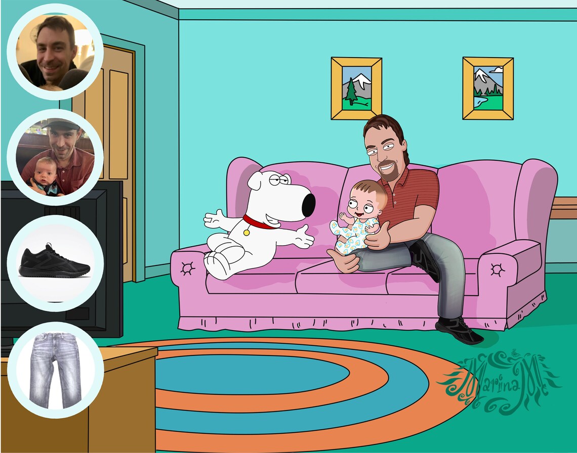 Famous Cartoon Custom Family Guy Portraits Personalized | Etsy