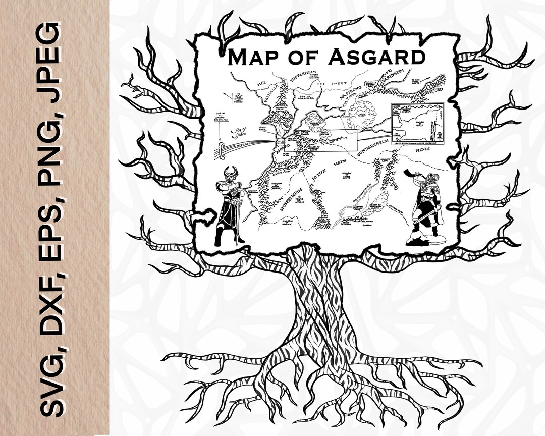 Asgard Map PNG, Pdf,jpeg, Svg, Eps, Dxf Digital Files Hand Drawn Map ...