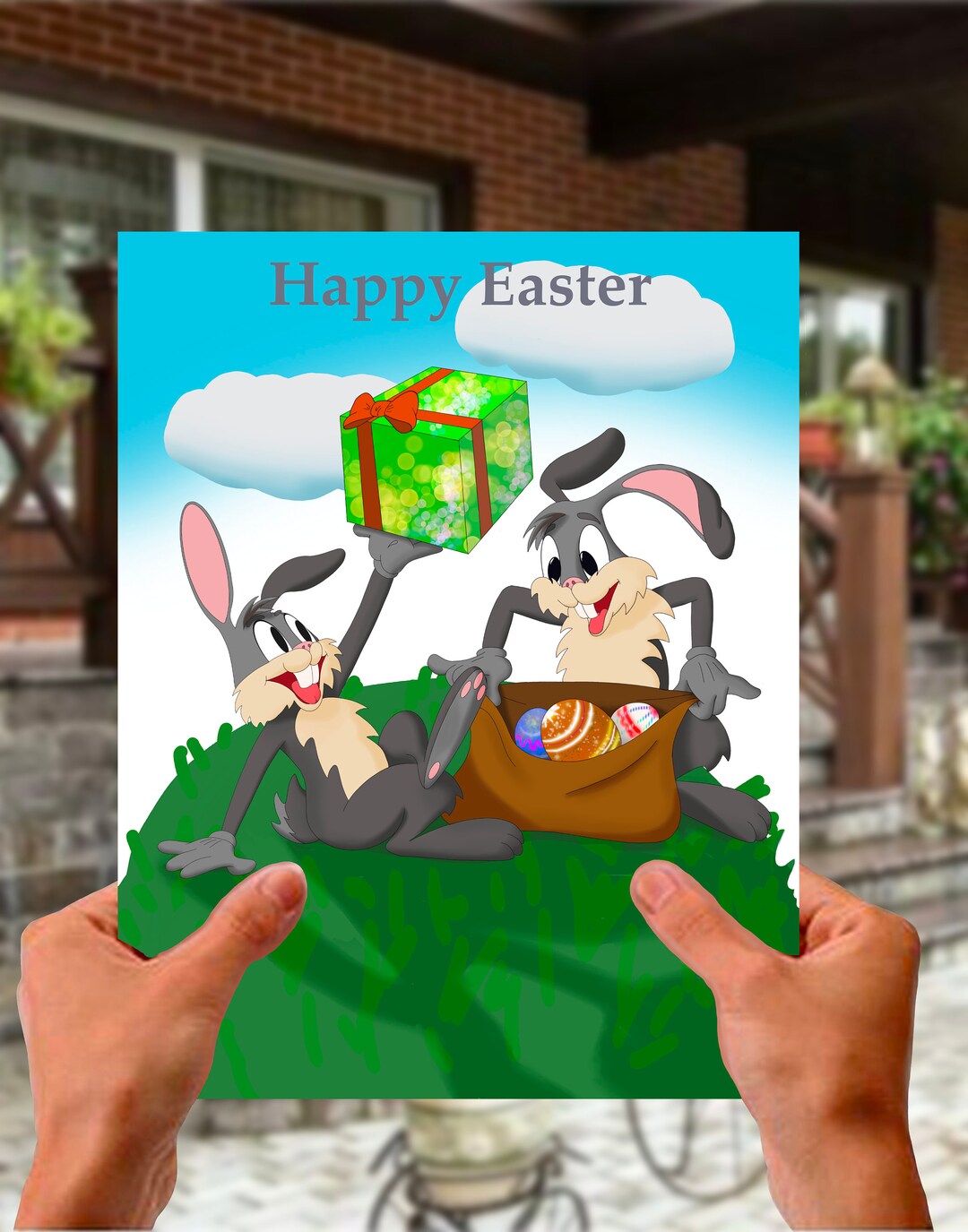 Happy Easter| Printable Cartoon Gift Card| Easter Funny Rabbit| Easter ...