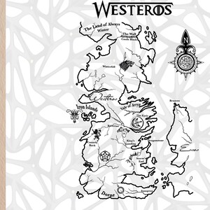 Map of Westeros Based on Game of Thrones Svg Dxf EPSPNG - Etsy Australia