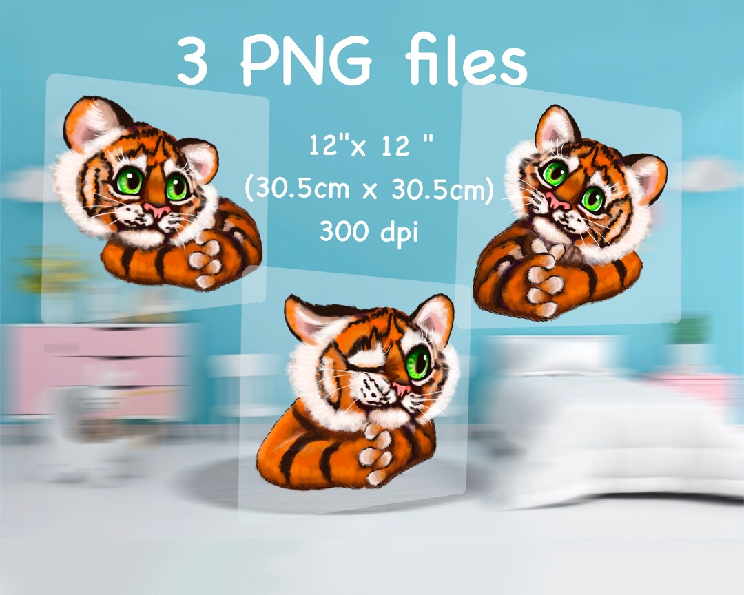Funny Tiger Cub Clipart: Cartoon Animal Art Card (digital Download) - Etsy