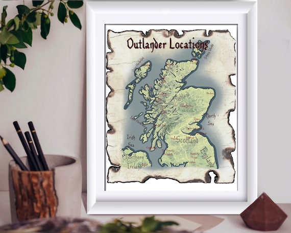 Color Map of Outlander Locations Hand Drawn Map Digital | Etsy