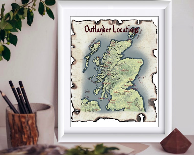 Color Map of Outlander Locations Hand Drawn Map Digital | Etsy