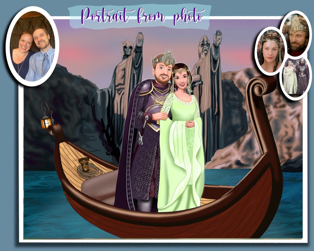 Individual Cartoon LOTR Portrait to Order|custom Portrait for Family ...