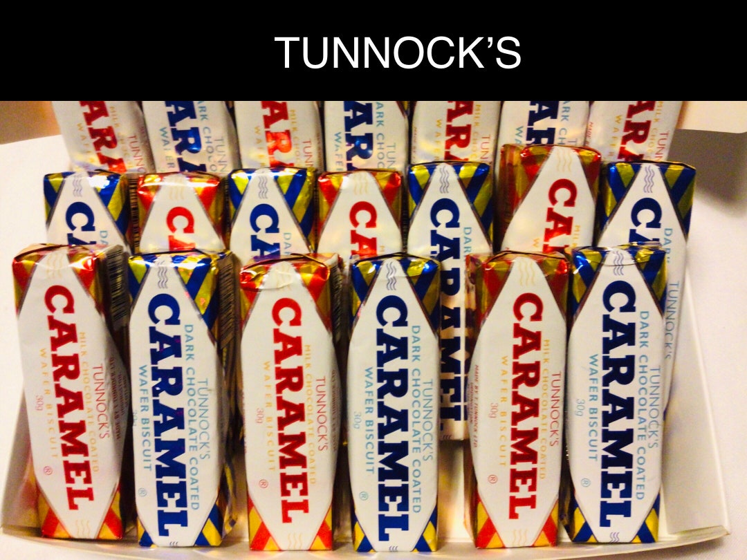 TUNNOCKS CARAMEL BARS Box Contains Tunnocks Wafer Bars, Presented in ...