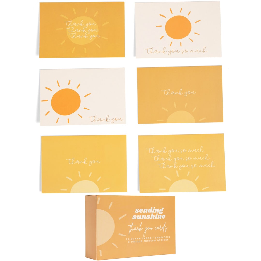 Boho Sunshine Thank You Cards W/ Envelopes 30 Pack | First Trip Around ...