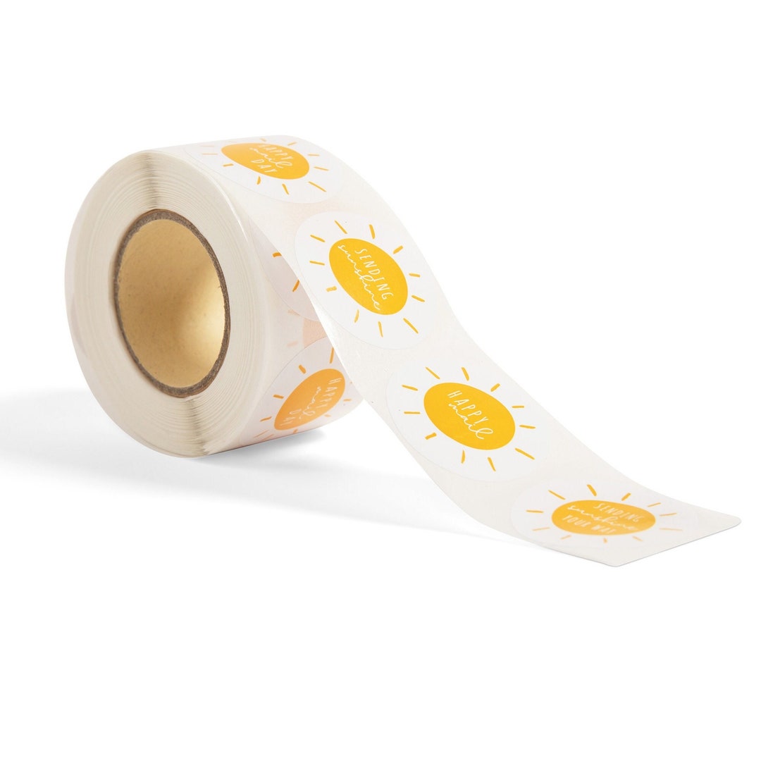 500 Happy Mail Stickers Sending Sunshine Yellow Stickers for Box of ...