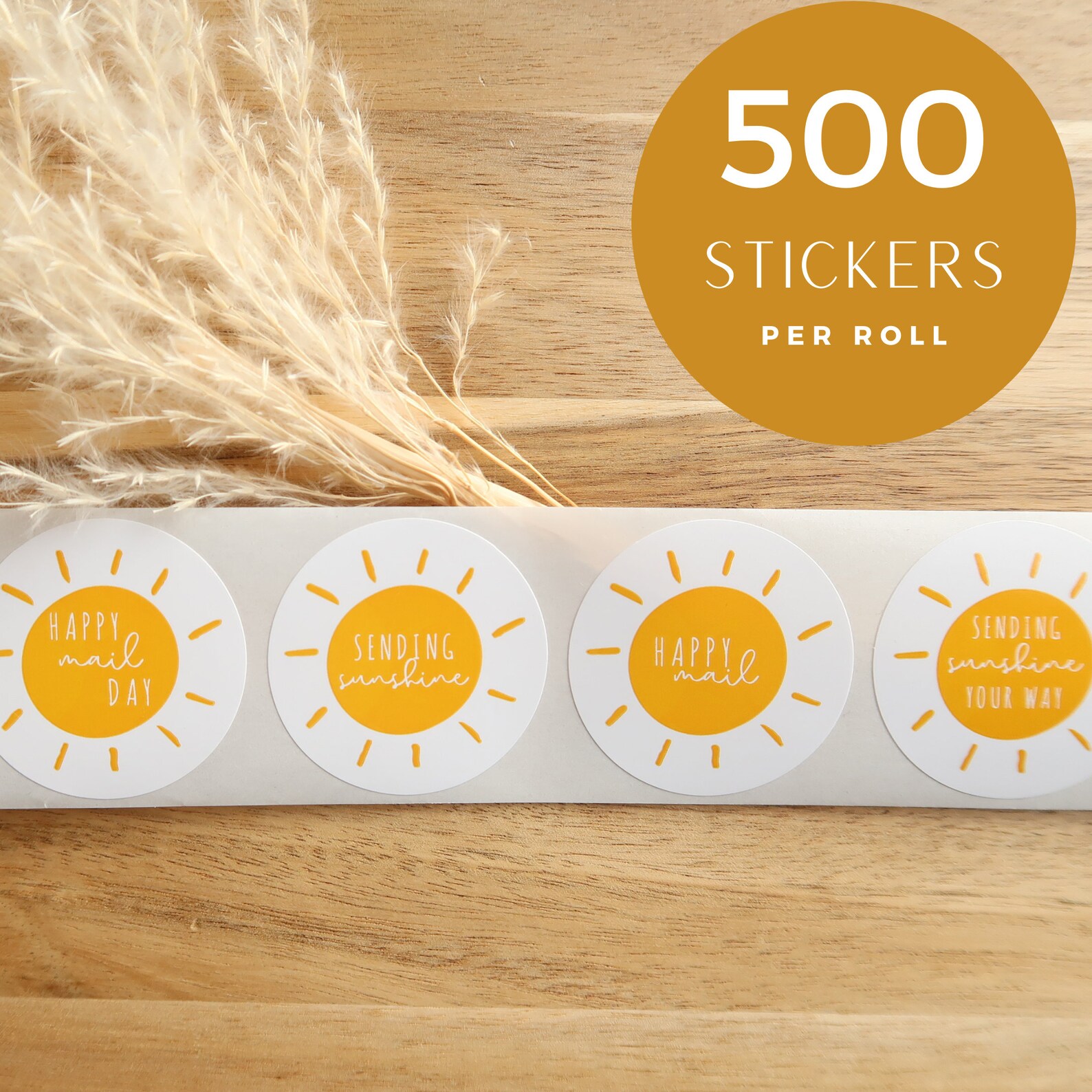 500 Happy Mail Stickers Sending Sunshine Yellow Stickers for Box of ...