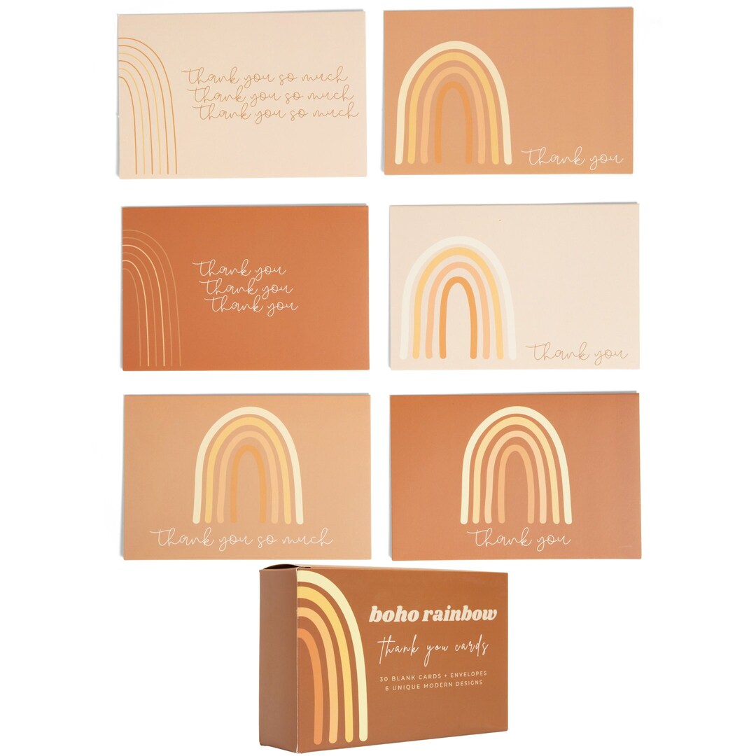 Boho Thank You Cards W/ White Envelopes Rainbow Thank You Notes for ...