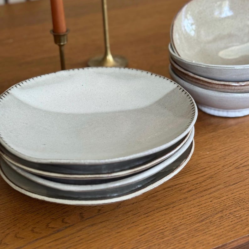 Handmade Stoneware Plates | Ceramic Dinner Set | Pottery Dinnerware - Etsy