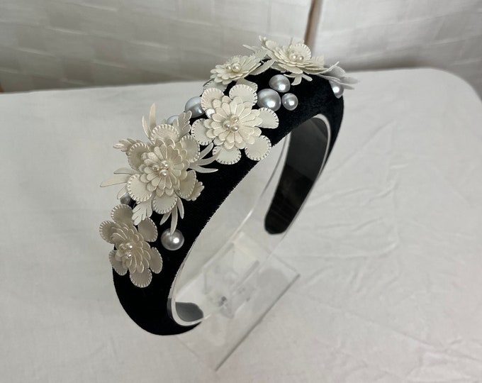 Flower Headband for Women Floral Hair Piece Statement Headband Padded ...