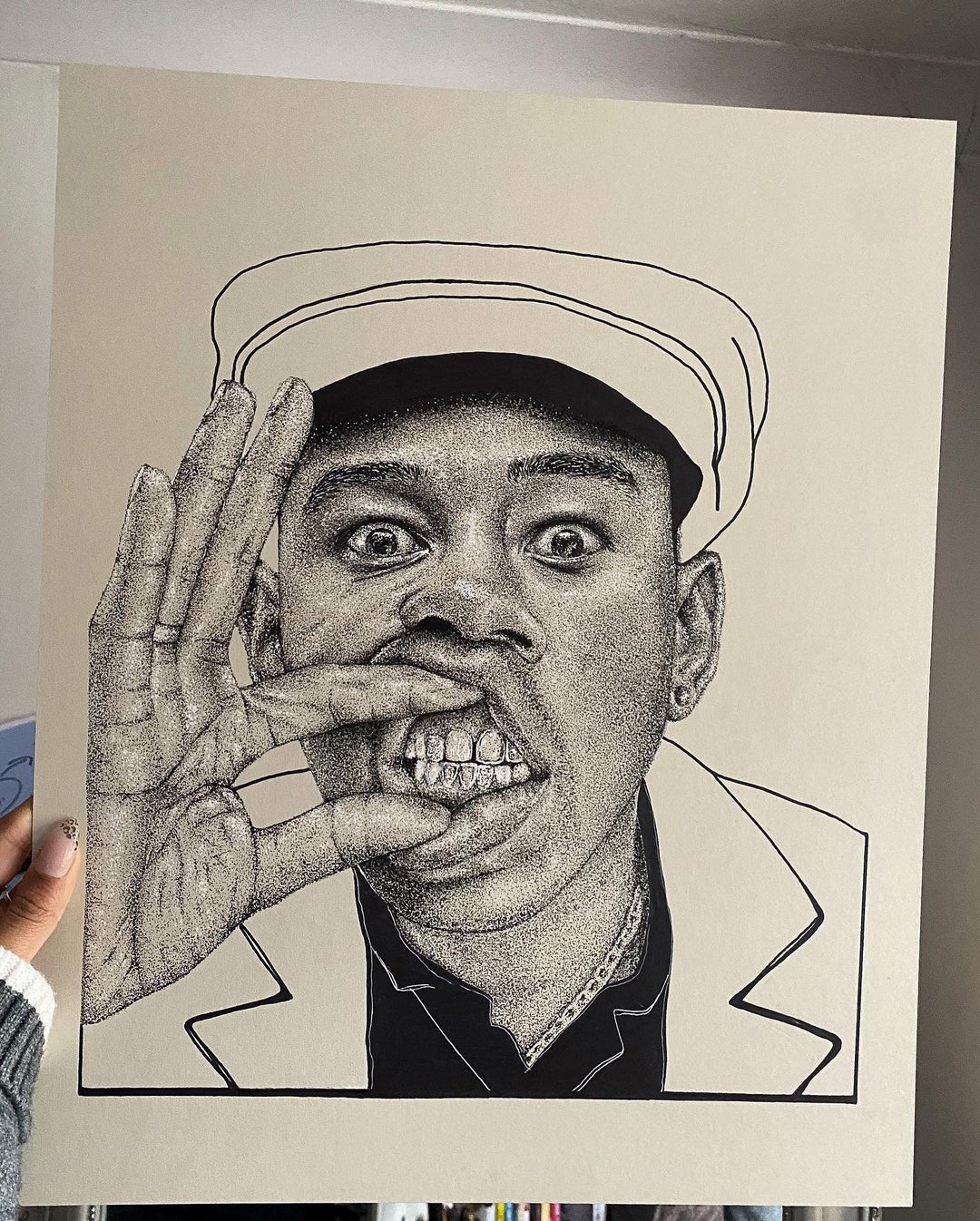 Tyler, the Creator Original Art Pointillism Portrait Drawing - Etsy