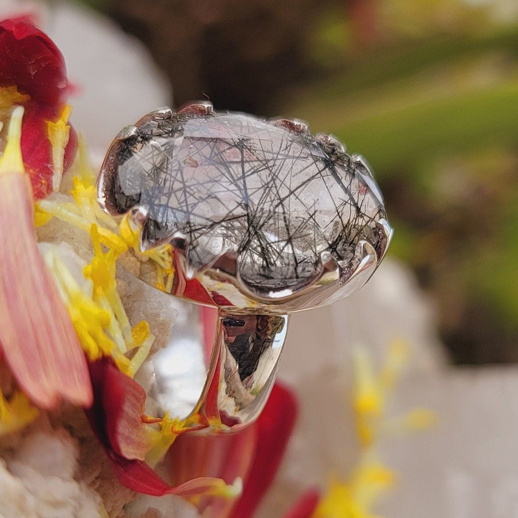 Rutilated Quartz Moe Najaf Black Hair Stone Sterling Silver Handmade ...