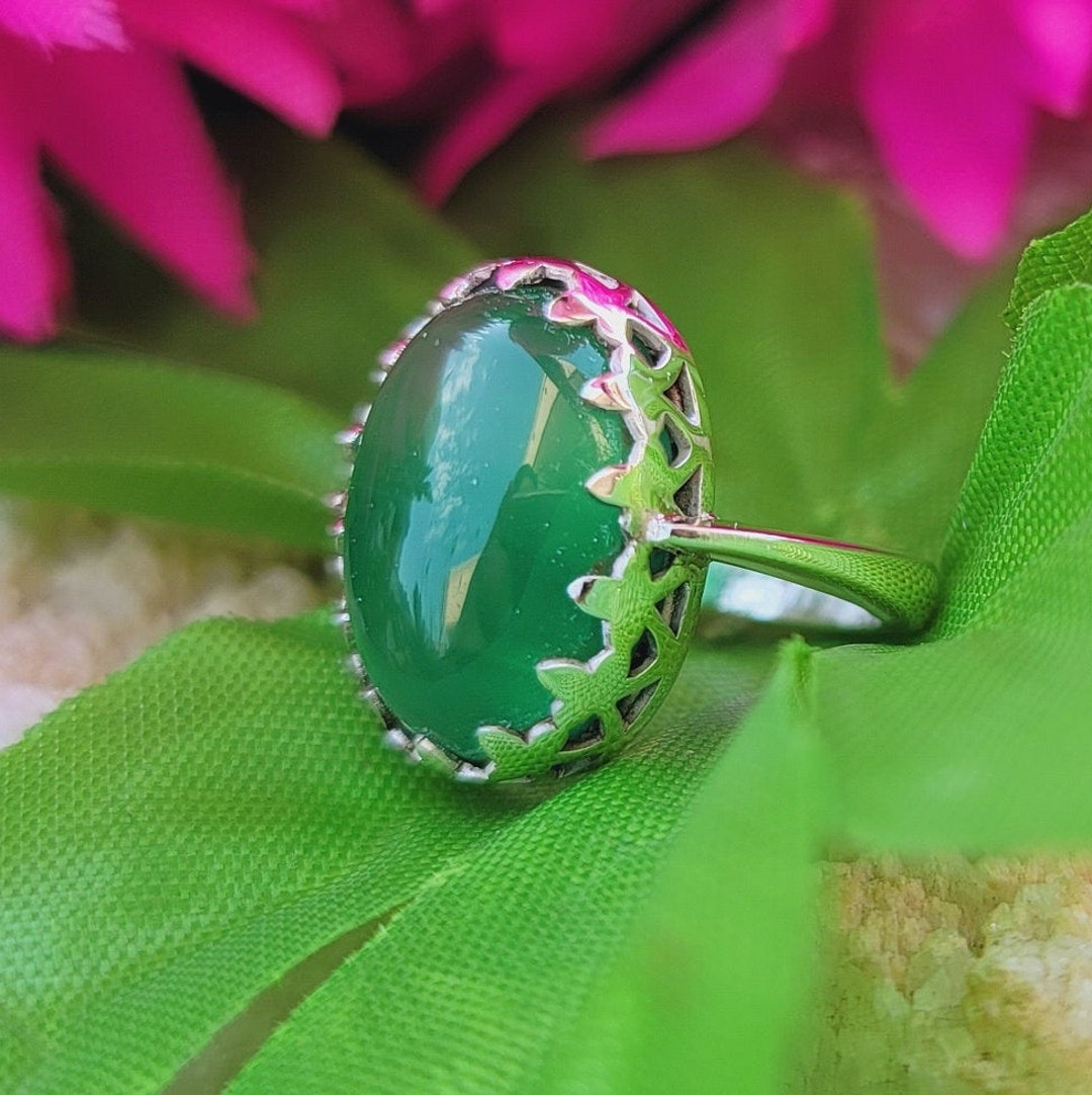 Original Aqeeq Stone Ring Natural Agate Gemstone 925 Sterling Silver ...