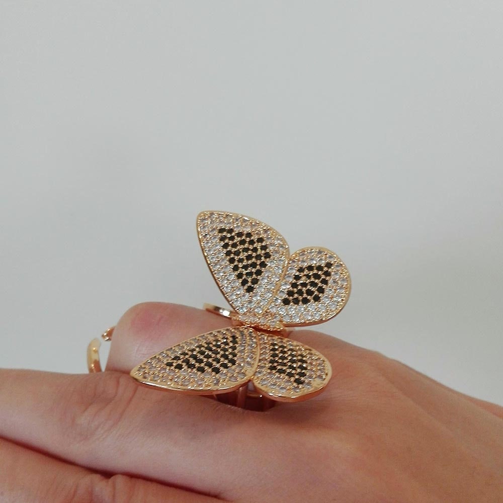 Movable Butterfly Ring Micro Paved Movable Butterfly Shape Ring Moving ...