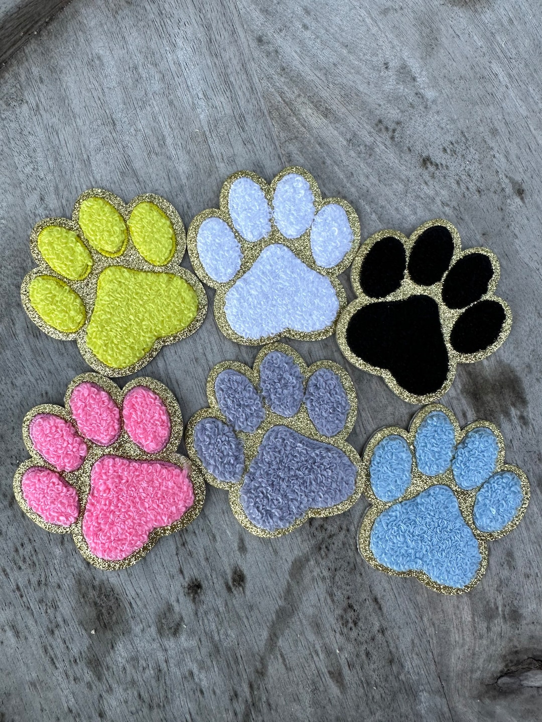 Chenille Dog Paw Patches Adhesive Patches Chenille Dog Paw Patch Chenille Paw Stick on Patches ...