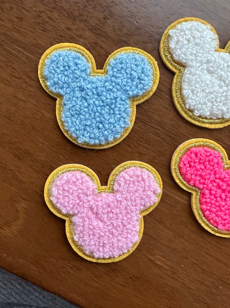 Chenille Mickey Mouse Patches Adhesive Patches Chenille Disney Like Patch Chenille Mickey Head ...