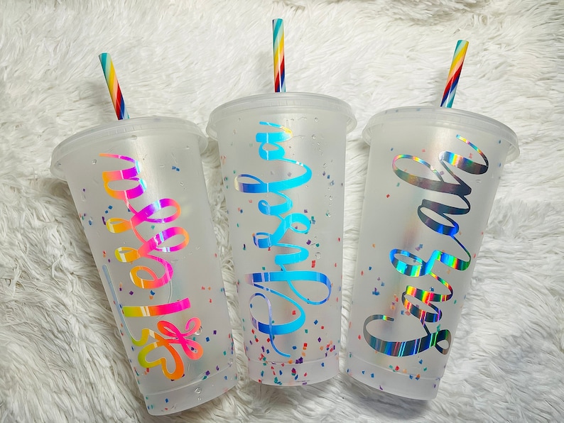 Clear Confetti Color Changing Cold Cup Personalized Tumbler - Etsy
