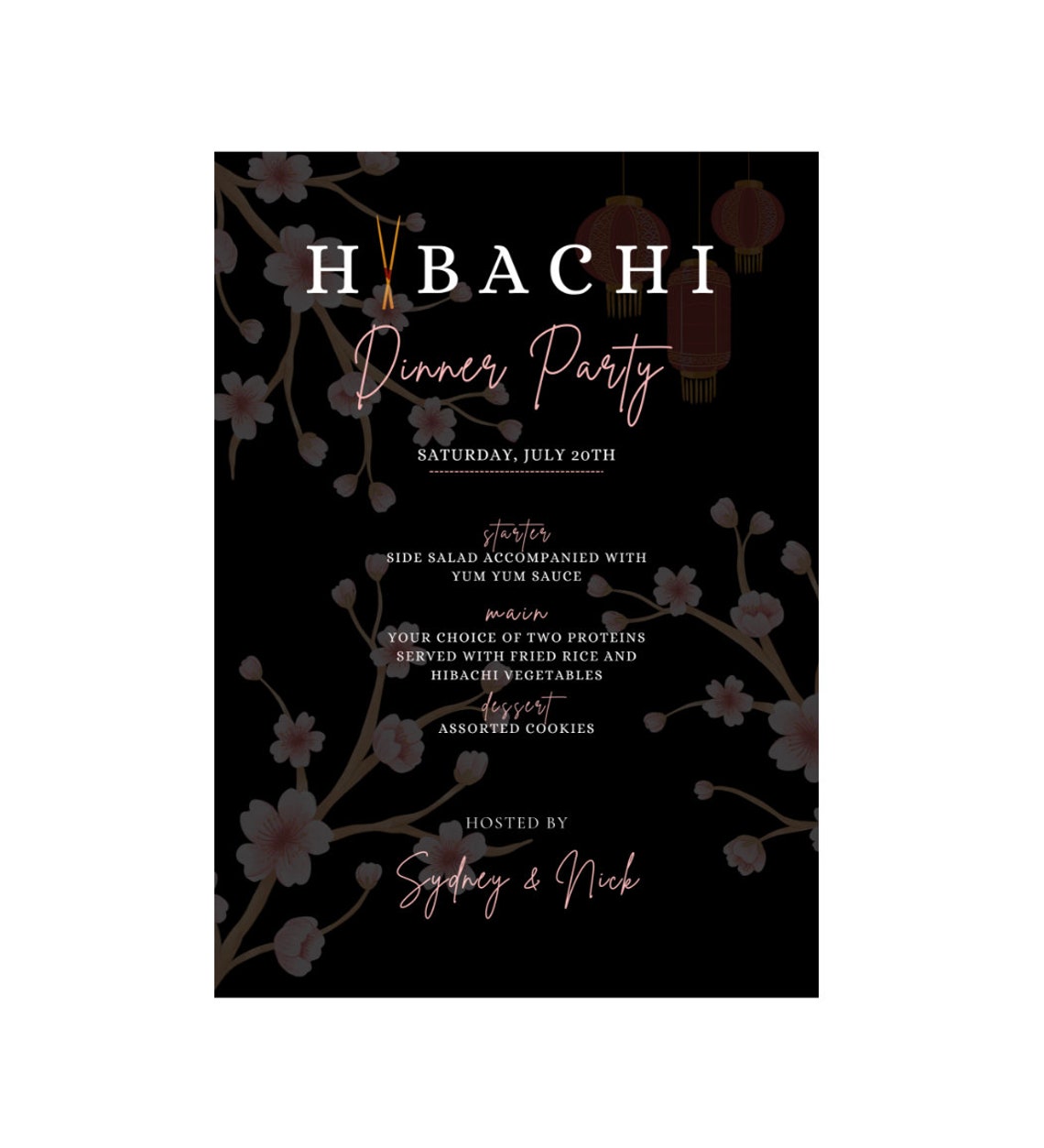 Hibachi Dinner Party Menu Template - Etsy