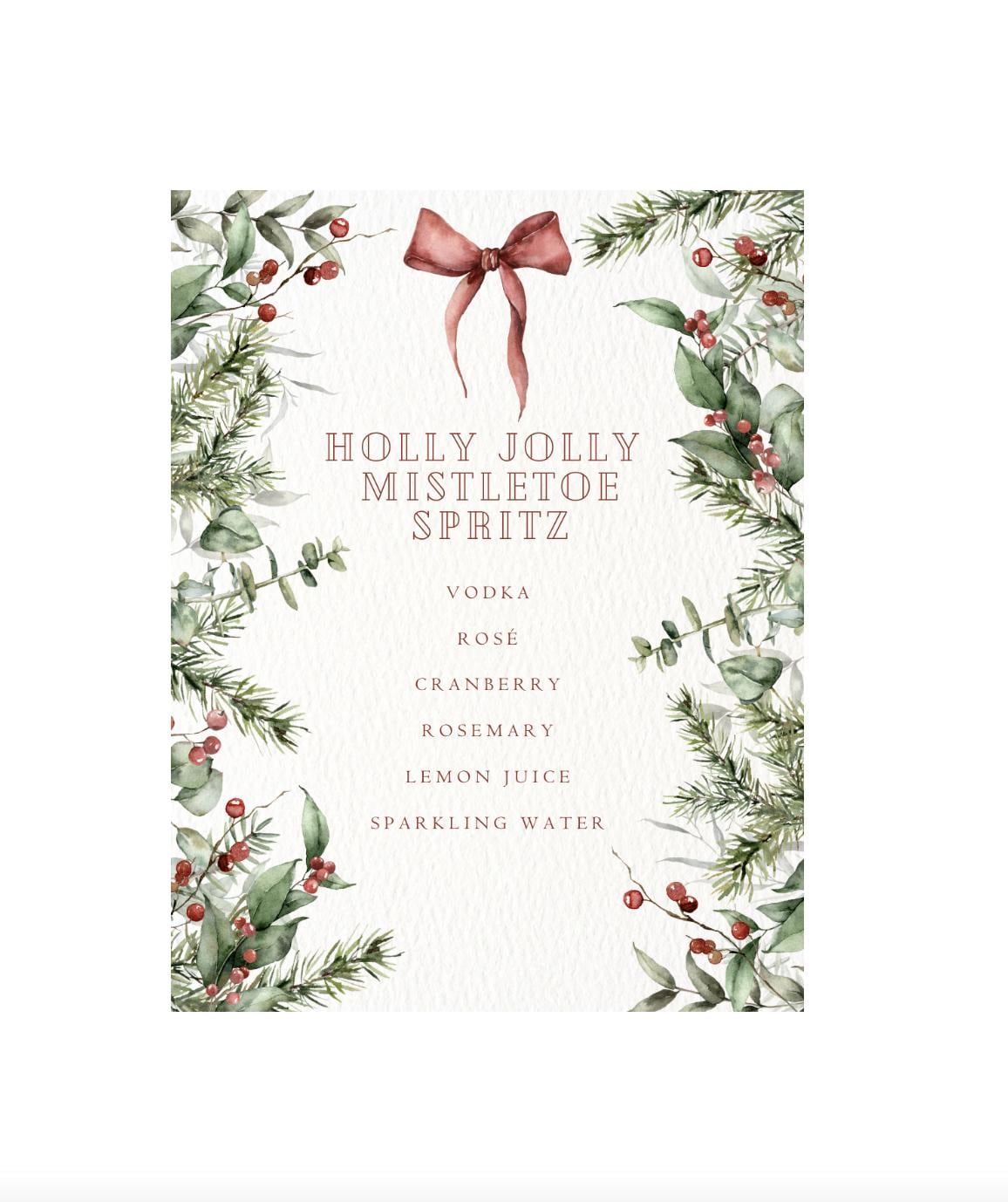 Holiday Drink Menu Christmas Cocktail Drink Christmas Signature Drink ...