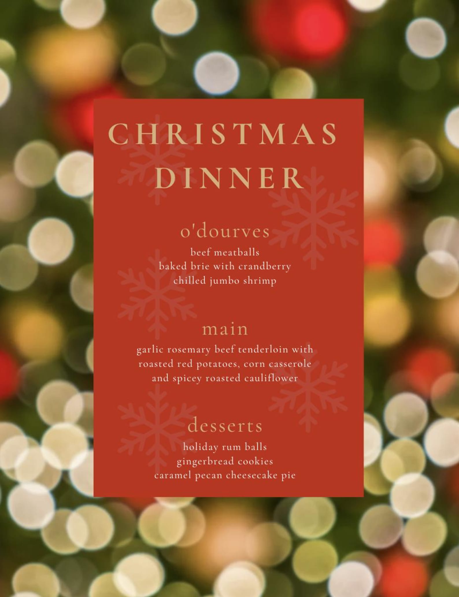 Christmas Dinner Menu Holiday Dinner Menu Template Holiday Party ...