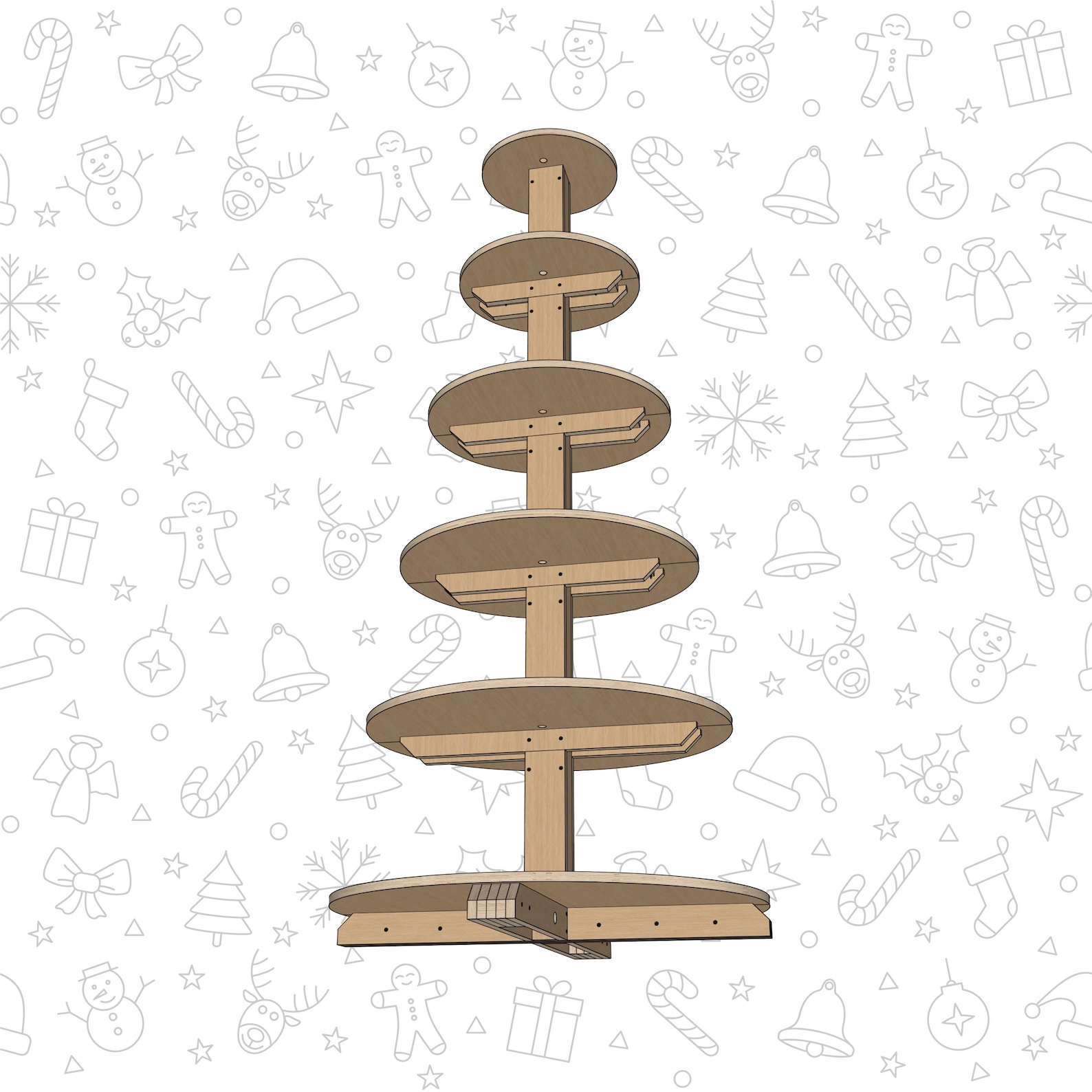 Christmas Tree , Wooden Model Kit , Diy Village Display Tree (digital ...