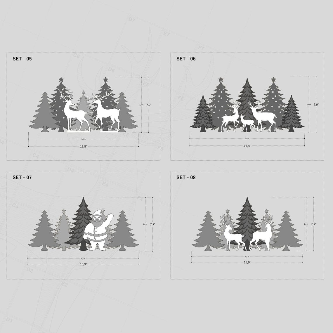 Christmas Tree & Deer Silhouettes: DIY Yard Decor Stencils (digital ...